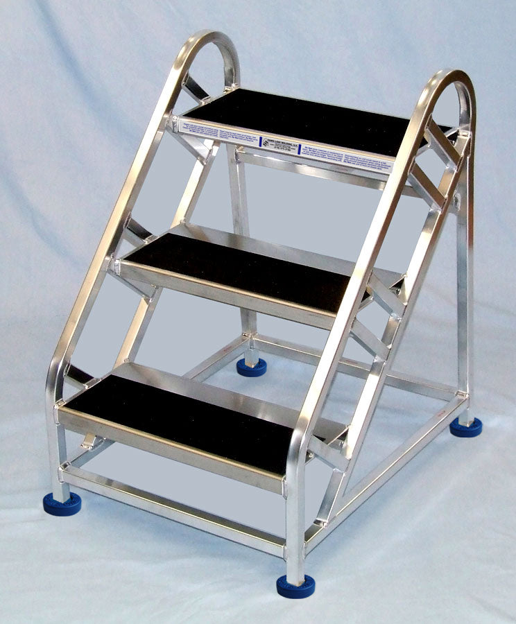 3-Step Aluminum Stepper – 24" Wide | Industrial Safety Ladder – G&H ...